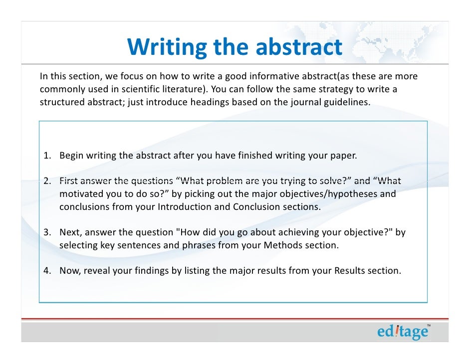  Structured Abstract Example Writing Abstracts In Science 2019 02 23