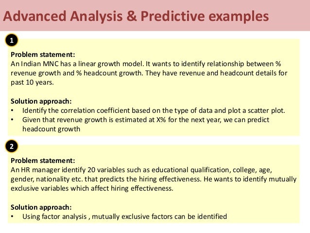 Advanced Analysis & Predictive examples Advanced Analysis & Predictive examples
