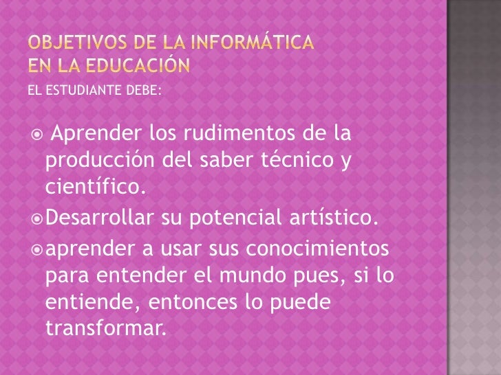 INFORMATICA APLICADA A LA EDUCACION
