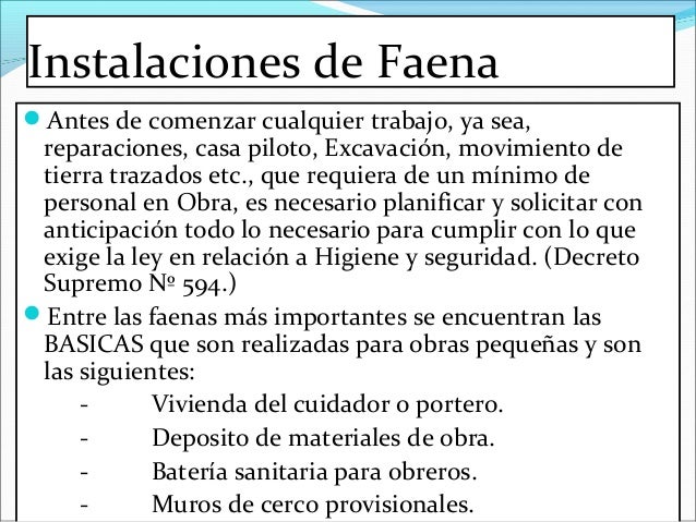 Instalación de faenas y obras provisorias