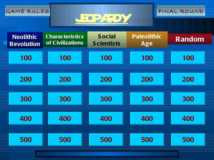 Intro test jeopardy game