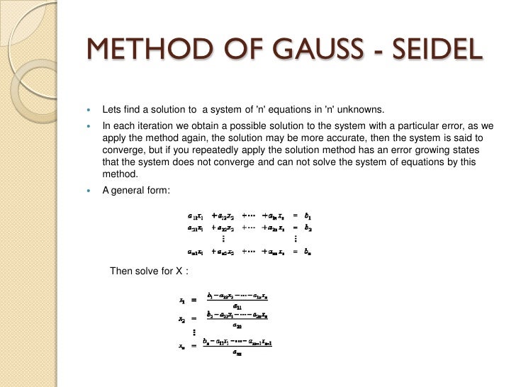 Iterative methods for the solution of systems of linear equations Iterative methods for the solution of systems of linear equations