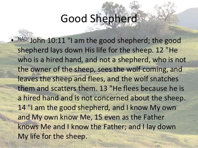 John 10;1-11, A Good Shepherd; “sheep/Shepherd”; no parables in John;…