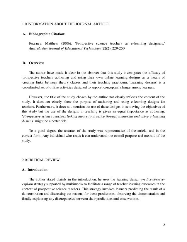 Journal Article Analysis How To Write A Critical Review Of A Journal 