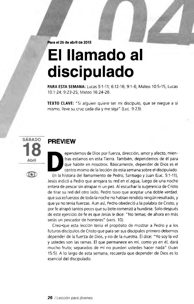 Joven | Leccion 4 | El llamado al discipulado | Escuela Sabática Joven | Leccion 4 | El llamado al discipulado | Escuela Sabática