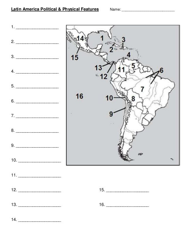 La political & physical features numbered map