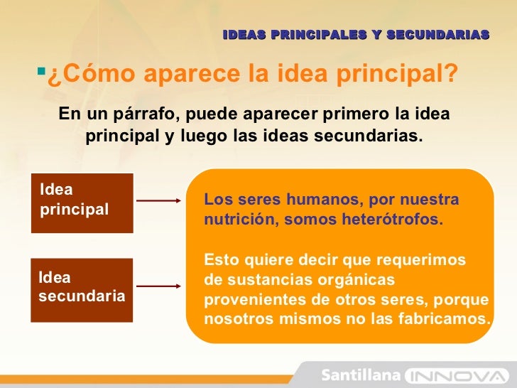 Las ideas principales y secundarias
