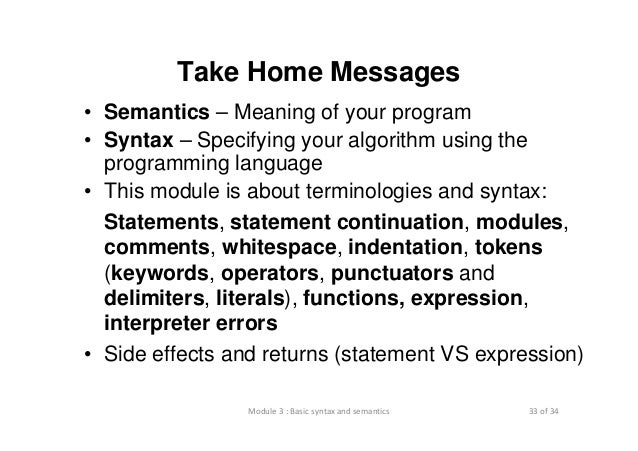 Lecture 3 Basic Syntax And Semantics
