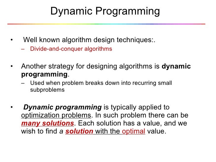 Lecture 8 dynamic programming Lecture 8 dynamic programming