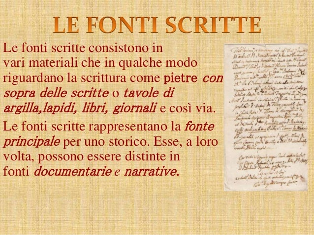Le fonti storiche