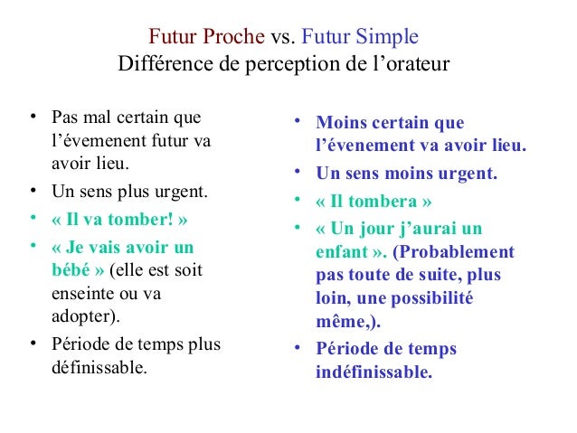 Le futur proche vs le futur simple