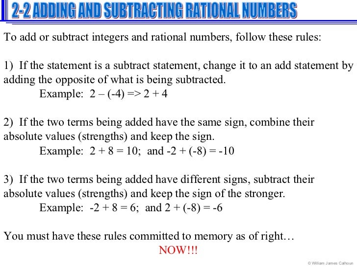Lesson 2 2 Adding And Subtracting Rational Numbers Lesson 2 2 Adding And Subtracting Rational Numbers