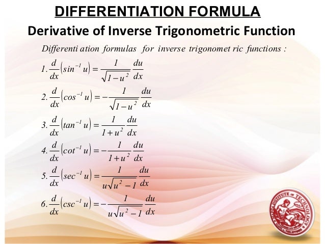 Lesson 2 derivative of inverse trigonometric functions