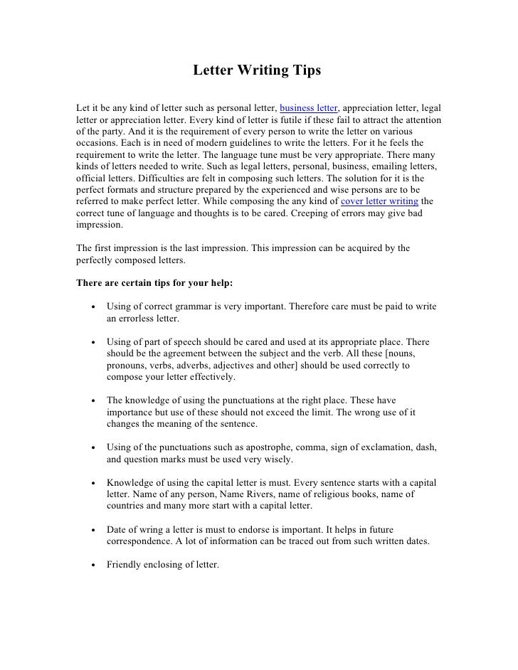 Letter Writing Advice Letter Writing Advice