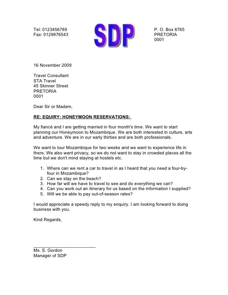 Letter Of Enquiry Letter Of Enquiry