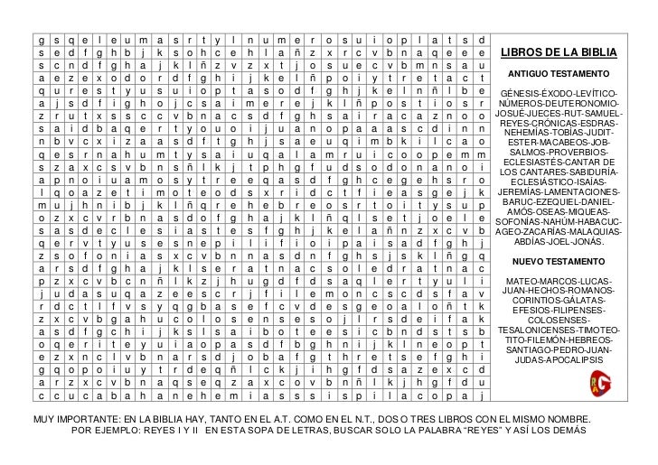 Sopa de letras de los libros dela biblia - Imagui