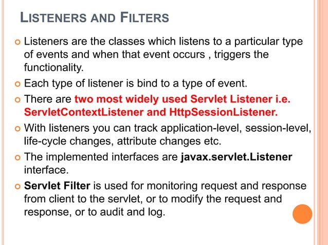 Listeners And Filters In Servlet PPT