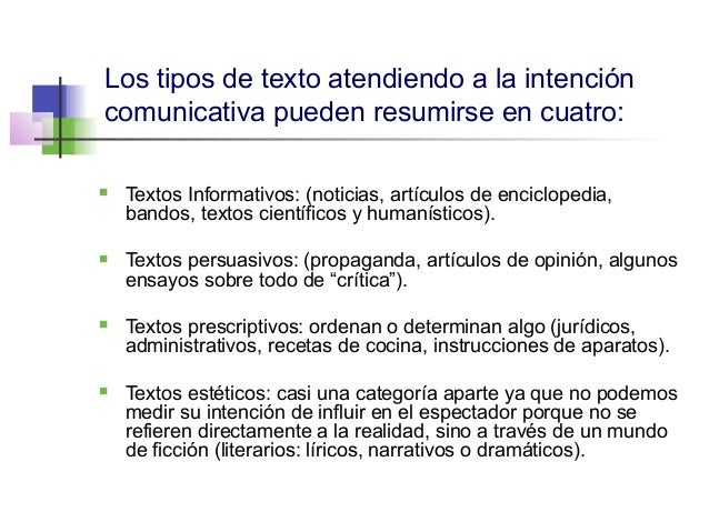 Los Textos Y Sus Intenciones Comunicativas