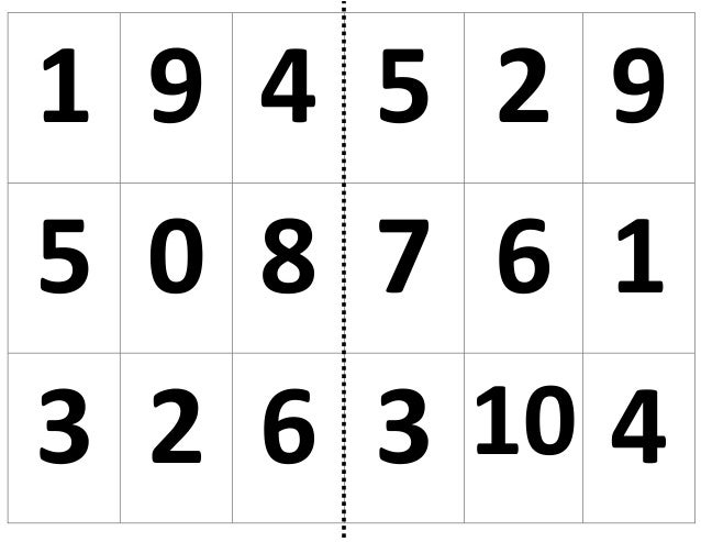 Loteria de numeros para niños - Imagui