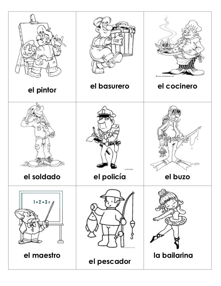 Loteria de oficios y profesiones en inglés para imprimir - Imagui