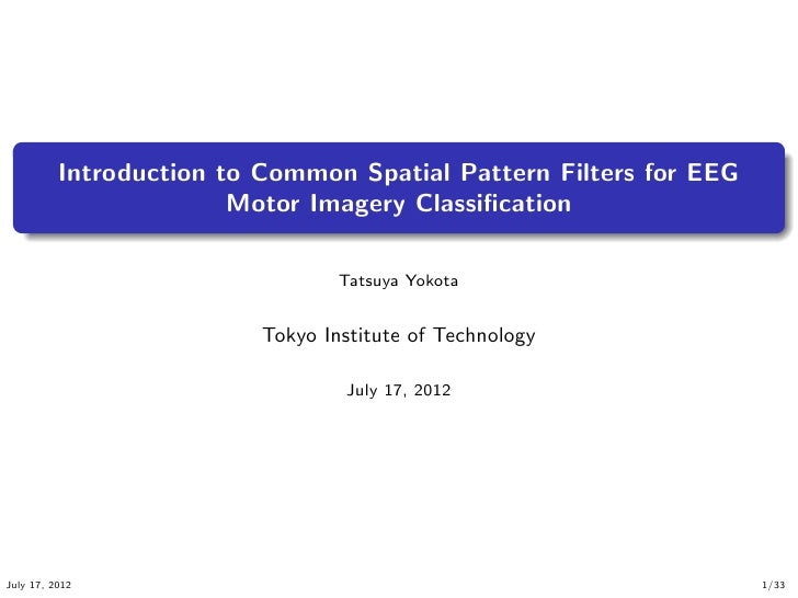Introduction To Common Spatial Pattern Filters For Eeg Motor Imagery 4508