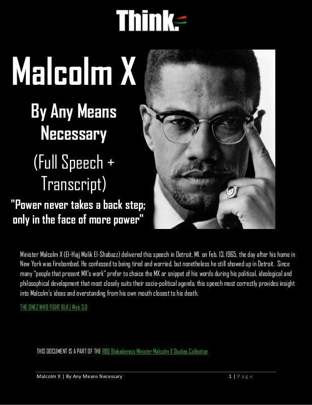 Quotby Any Means Necessary Quot Malcolm X 1970
