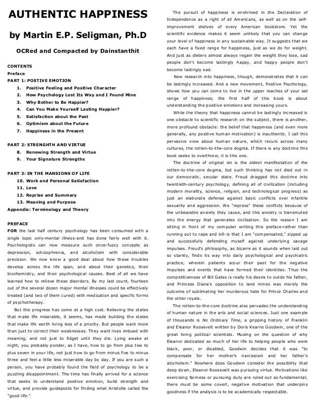 Authentic Happiness Martin E P Seligman Pdf