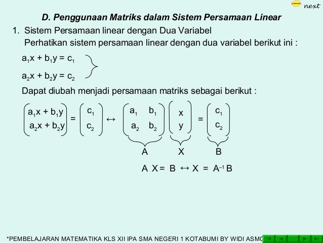 Diketahui Sistem Persamaan Linear Ax + Y = 1 Tahun Ini