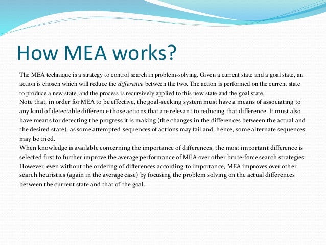 Means End Analysis Problem Solving Example