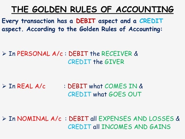 Golden Rules of Accounting. (Learn the Debit and Credit aspects of tr…