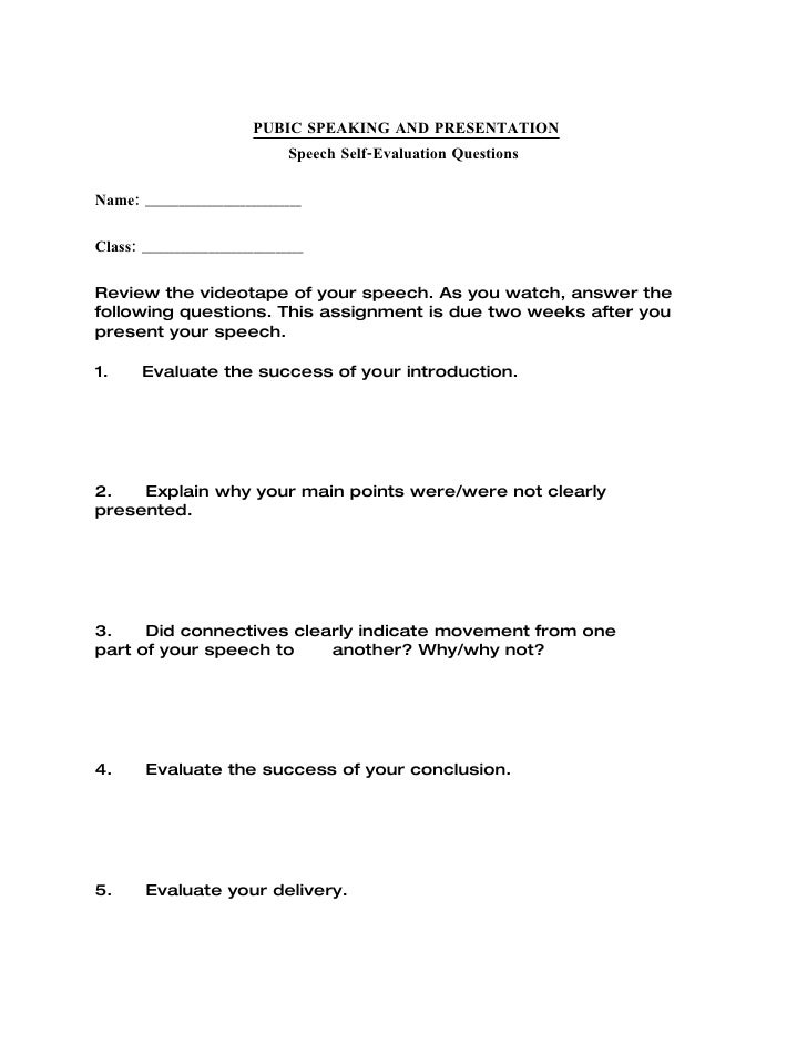 self evaluation essay speeches