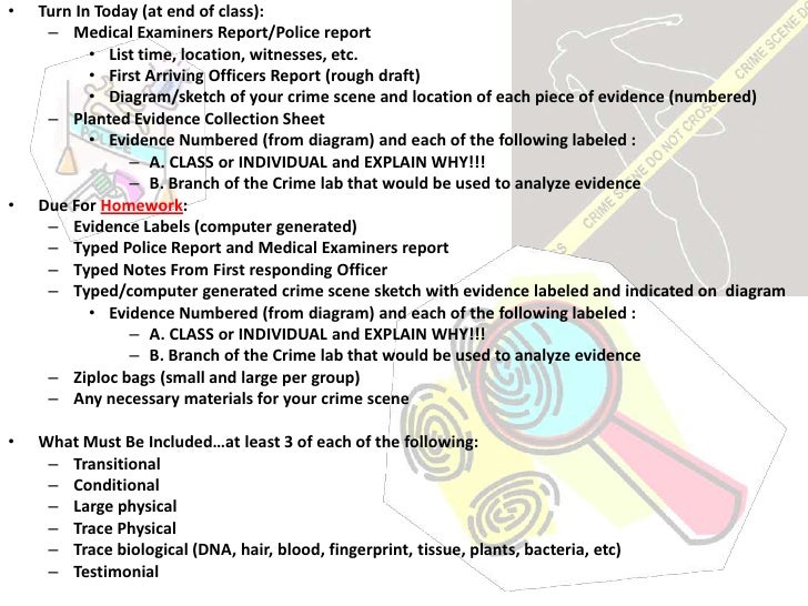 Mock crime scenes activity