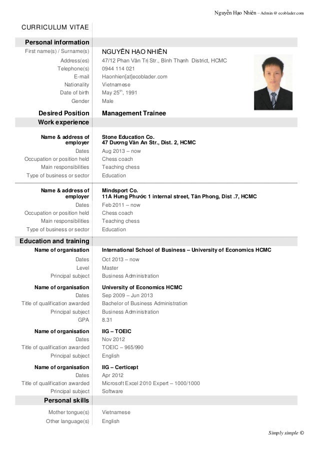 Demo CV Demo CV