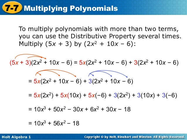 Multiplying Polynomials Multiplying Polynomials