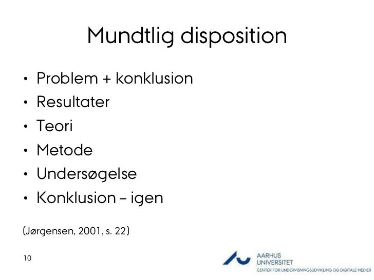 Mundtlig fremstilling 3, argumentation og disposition