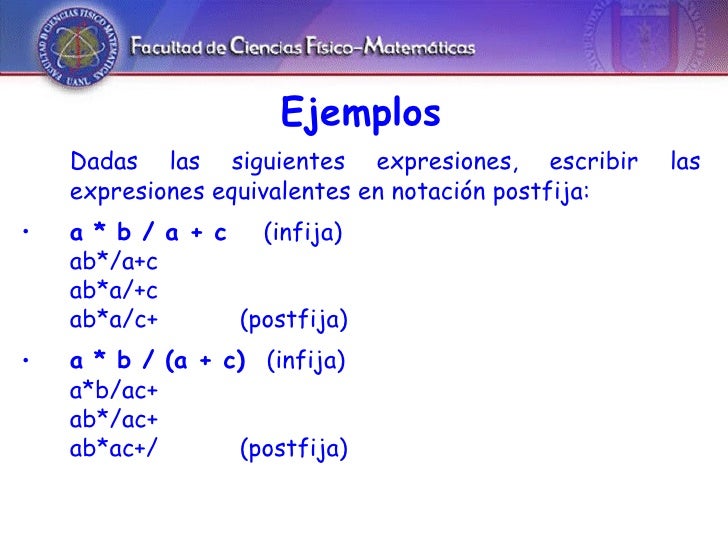 Notación infija postfija