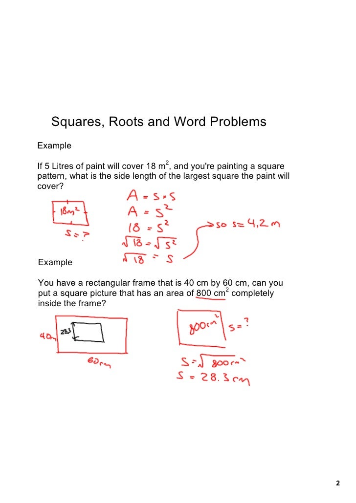 Nov 3 Square Roots And Word Problems Nov 3 Square Roots And Word Problems