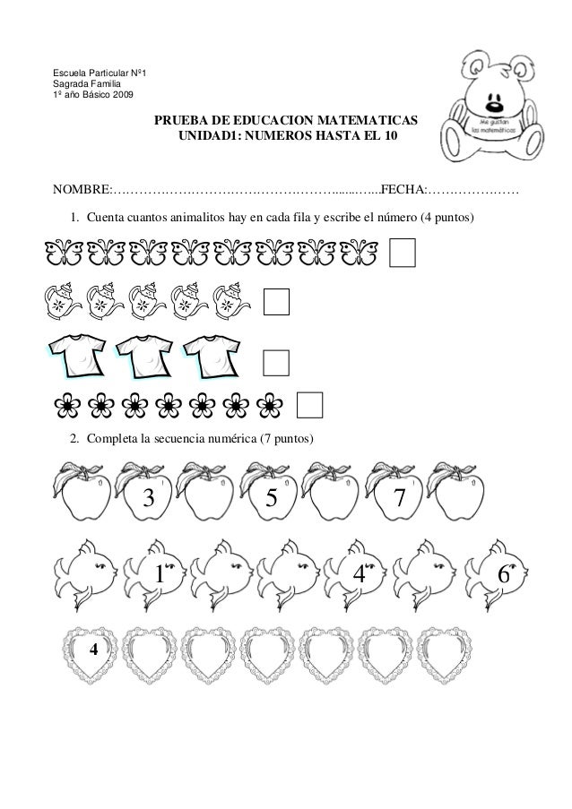 Ejercicios de los numeros del 1 al 10 - Imagui