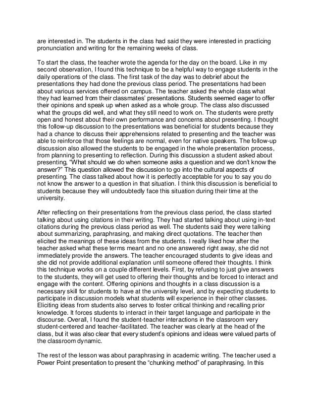 Kindergarten Classroom Observation Report Essay Words Bartleby
