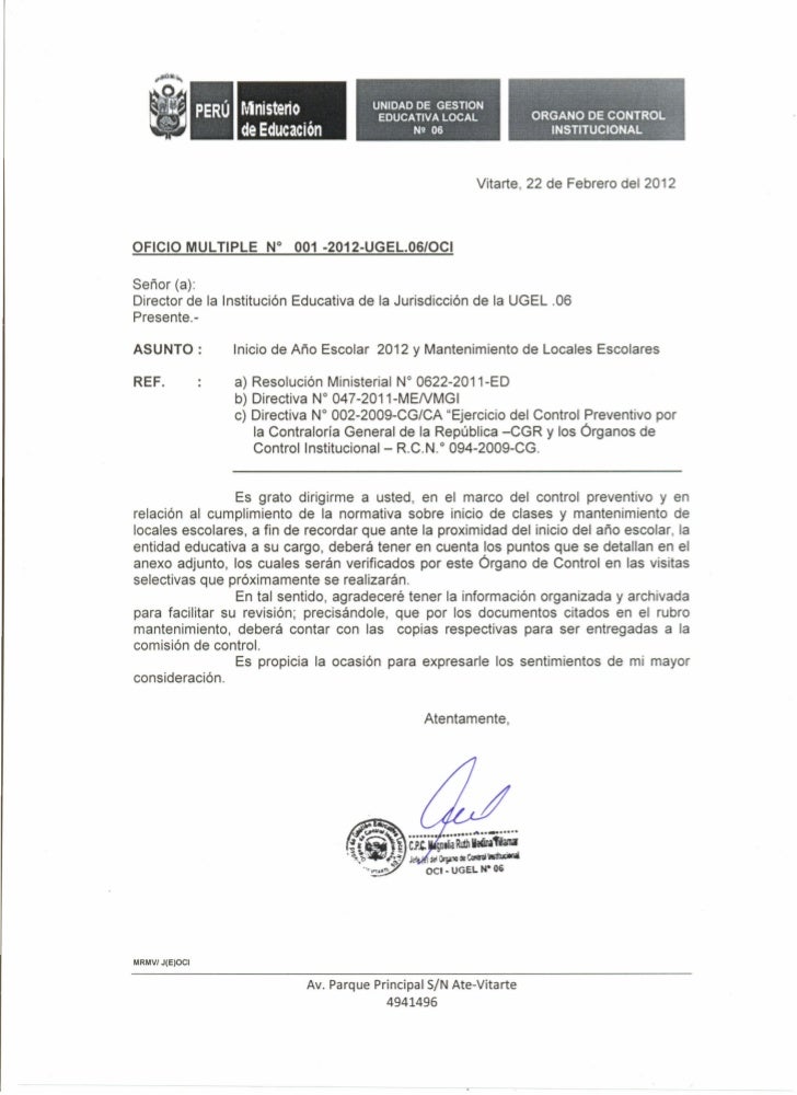 Oficio Multiple 001-2012