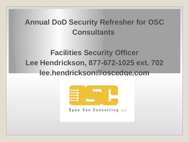 Annual security refresher course Annual security refresher course
