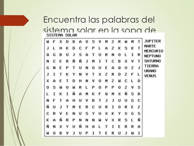 Sopa de letras con los planetas del sistema solar - Imagui