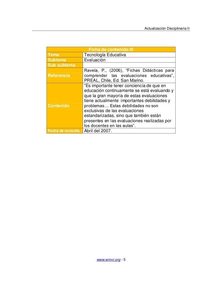 Fichas De Contenido Ejemplos