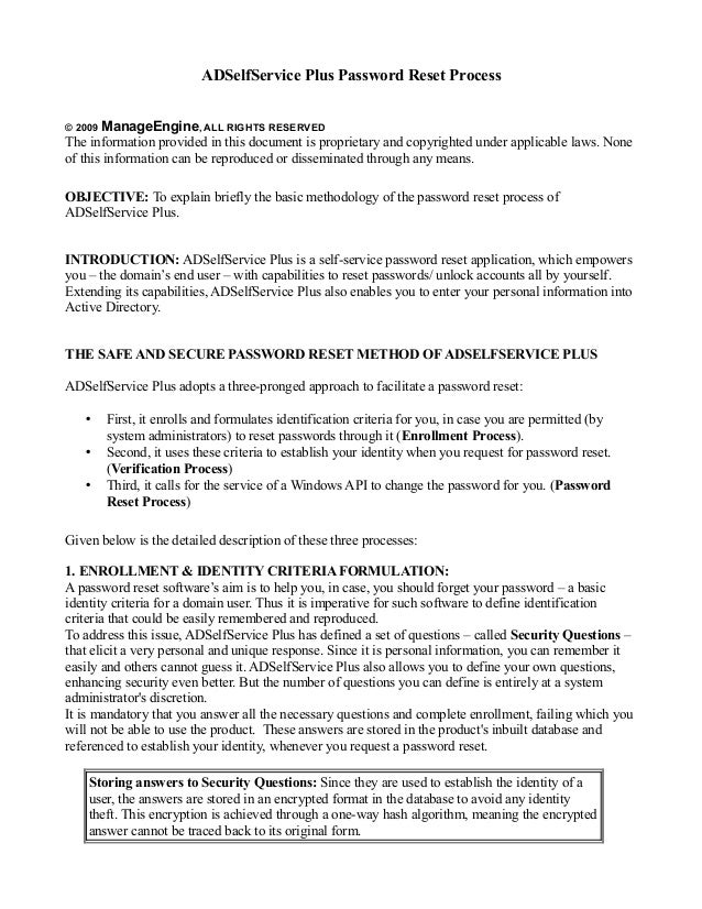 Password Reset Process