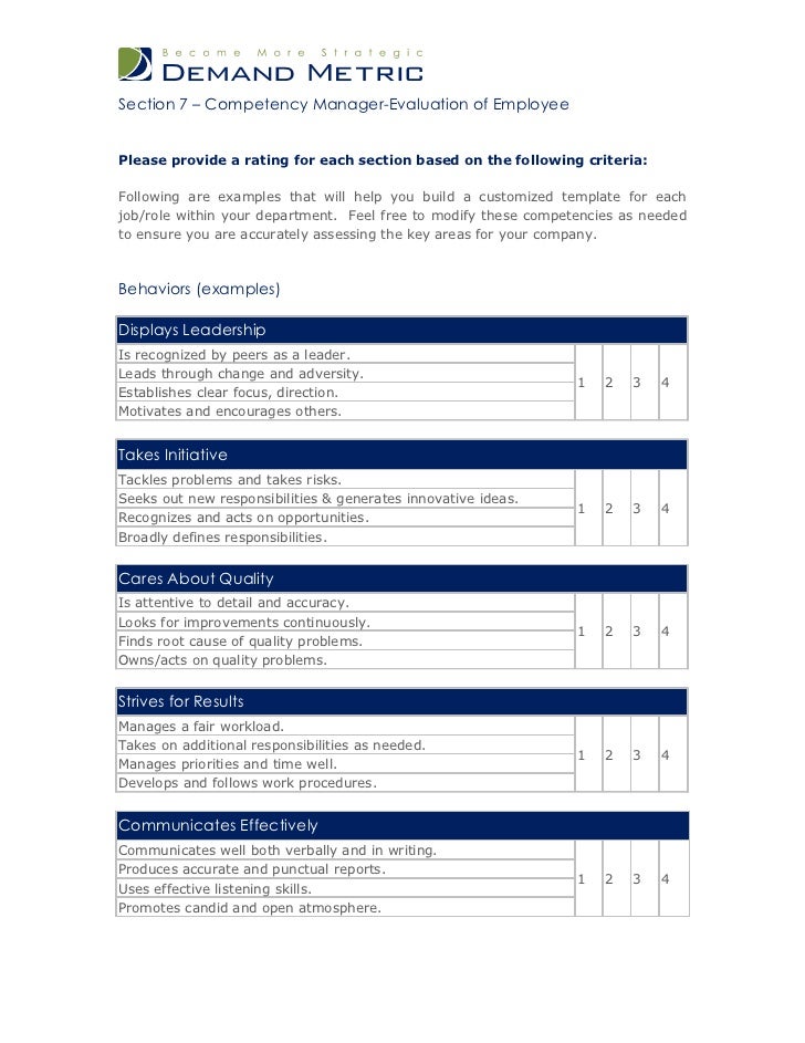 Performance Review Manager Performance Review Template