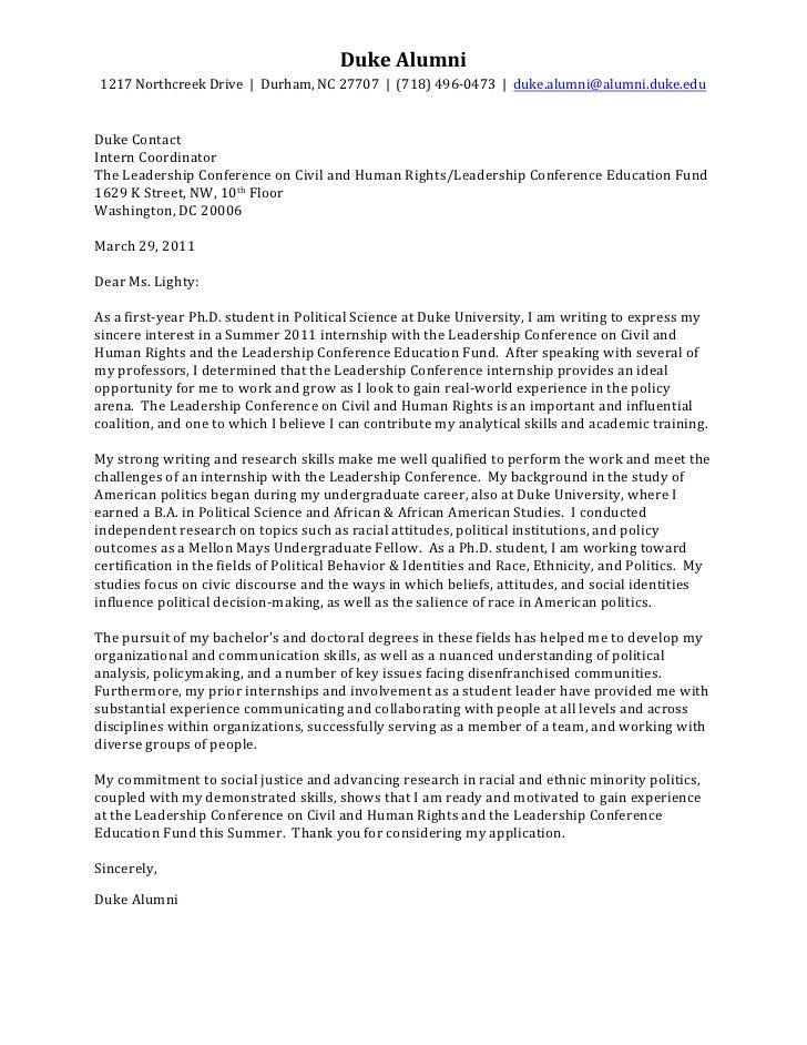 PhD Cover Letter Political Science