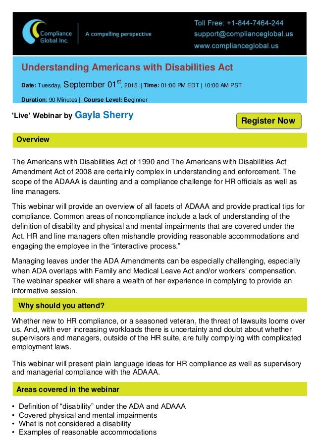 Understanding Americans with Disabilities Act - By Compliance Global Understanding Americans with Disabilities Act - By Compliance Global