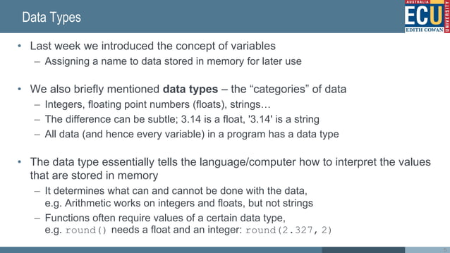 ProgFund Lecture 2 Data Types And Selection 1 Pdf