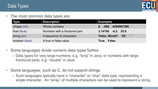 ProgFund Lecture 2 Data Types And Selection 1 Pdf