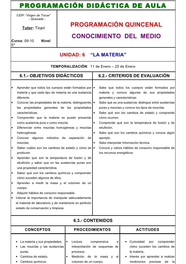 Programación Didáctica De Aula 6